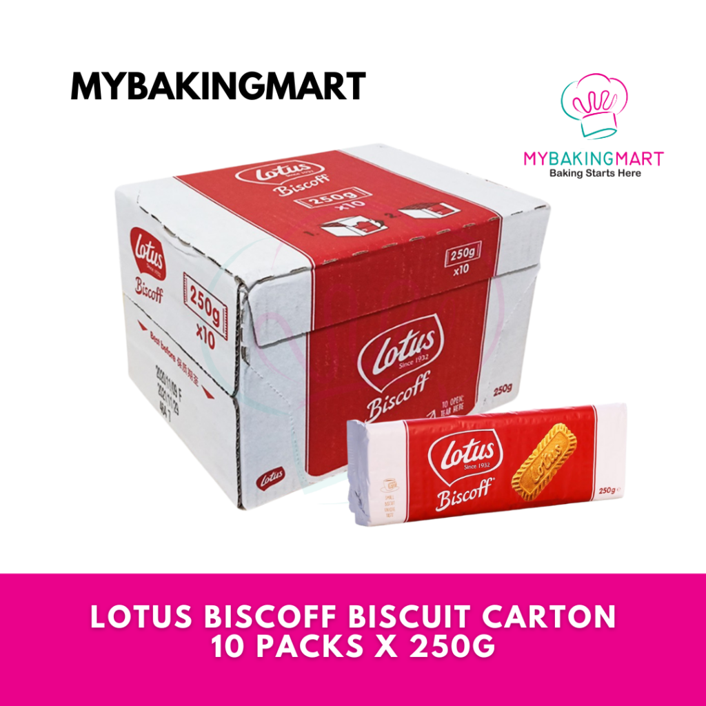 Lotus Biscoff Biscuits 250g Carton (10 packs x 250g) - MyBakingMart